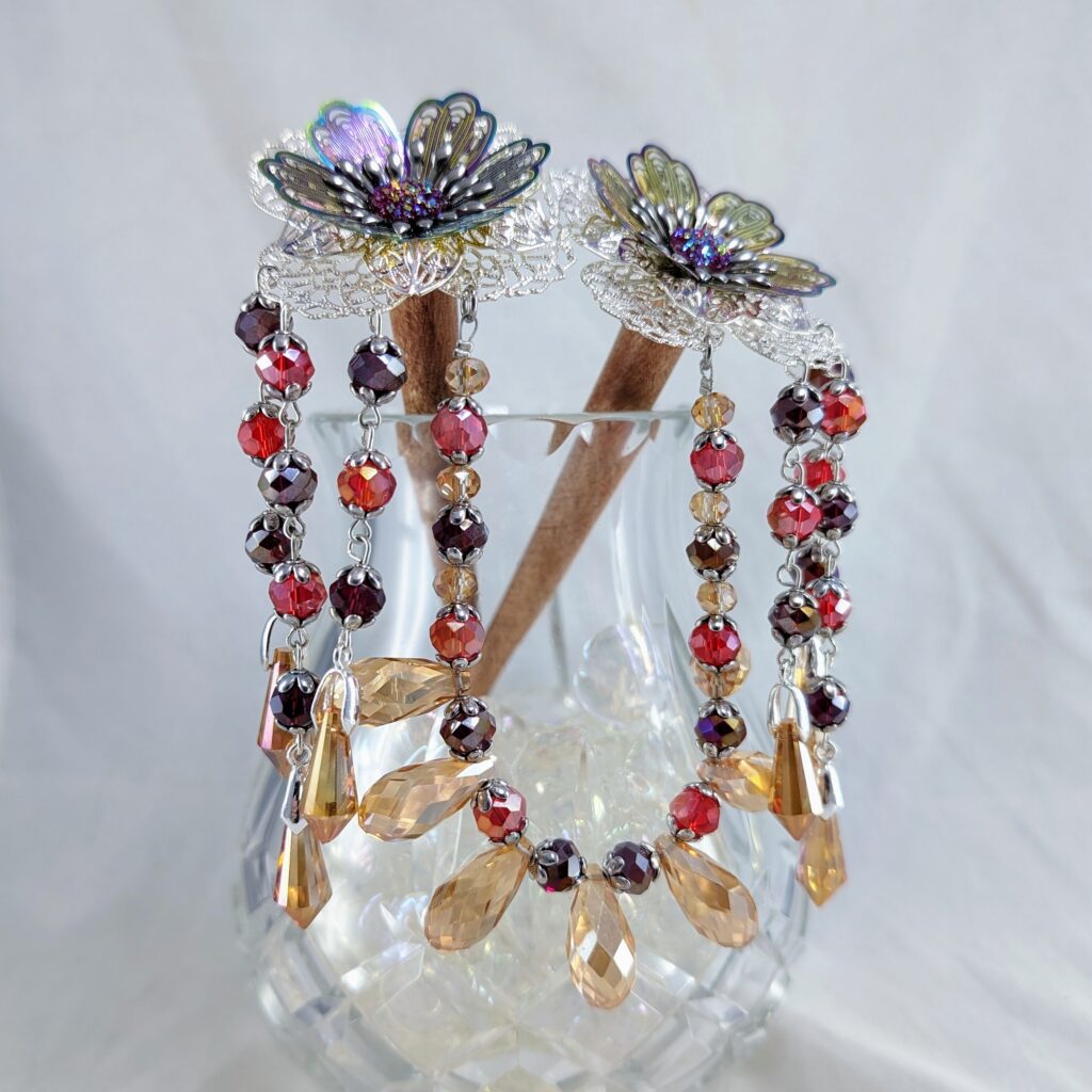 chained button chandelier hair sticks - A Case of Random